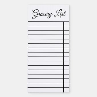 Lined grocery reminder list | Personalize Magnetic Notepad | Zazzle