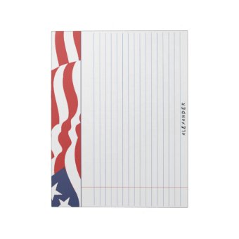 Lined Independence Day American Flag Graphic Notepad | Zazzle