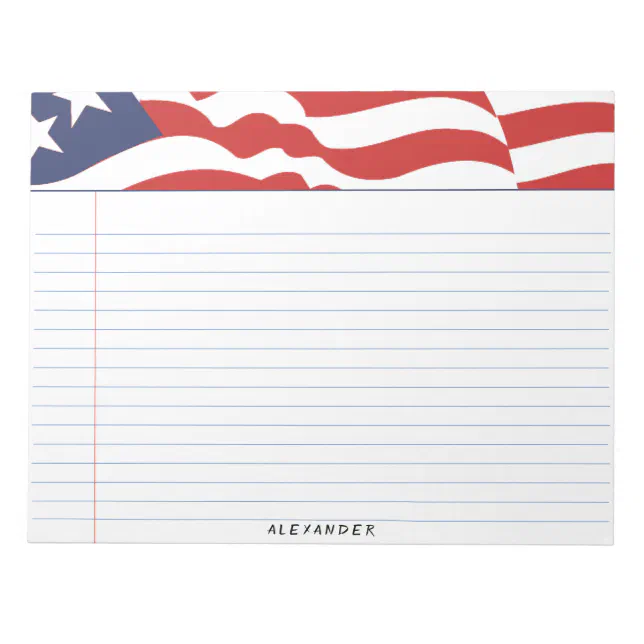 Lined Independence Day American Flag Graphic Notepad | Zazzle