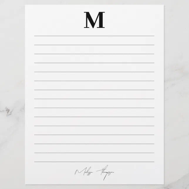 Lined Initial & Name Personal Signature Script Letterhead | Zazzle