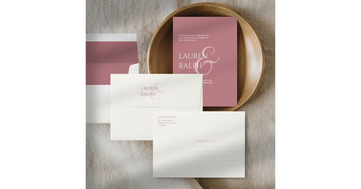 Lined Ivory & Dusty Pink Wedding Invitation Envelope | Zazzle