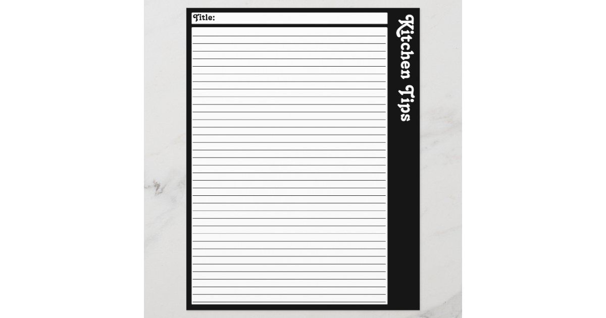Lined Kitchen Tips Pages (Blank) | Zazzle