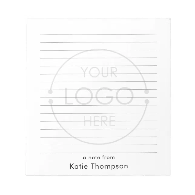Lined Opaque Business Logo Custom Employee Name Notepad | Zazzle