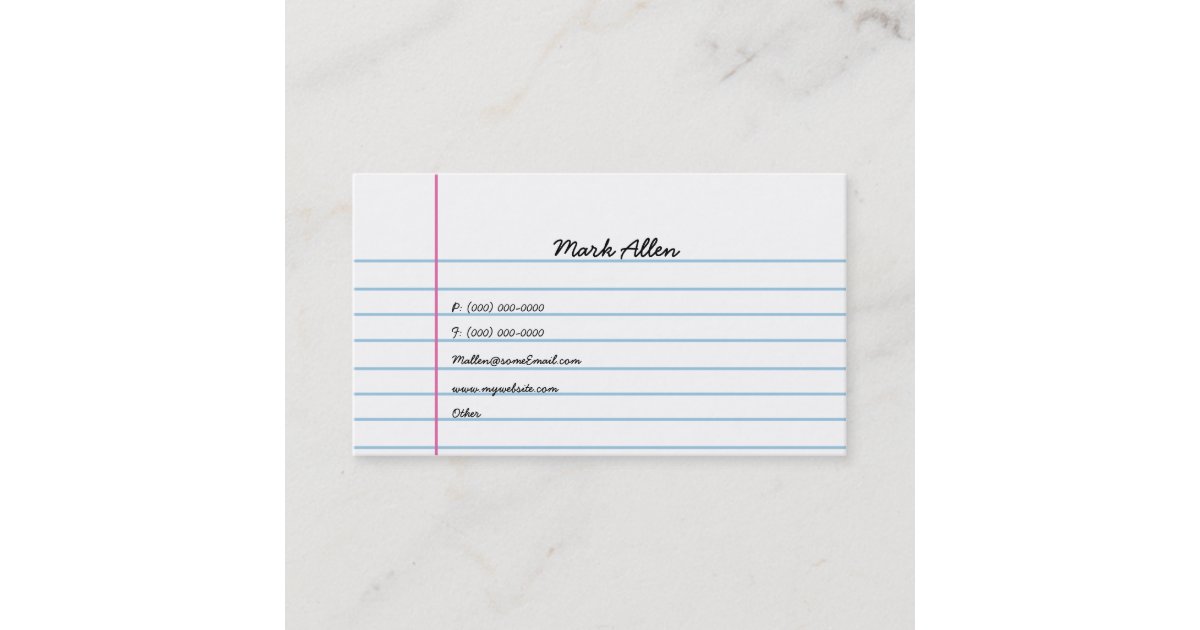 Lined Paper Business Card | Zazzle