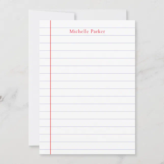 Lined Paper Professional Plain Minimalist Modern Note Card | Zazzle
