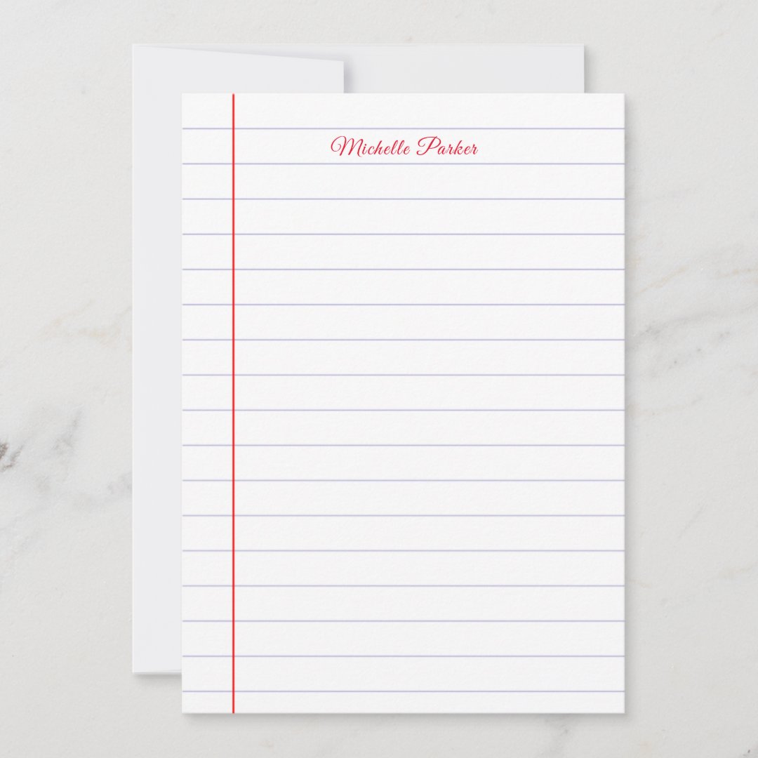 Lined Paper Professional Plain Minimalist Modern Note Card | Zazzle