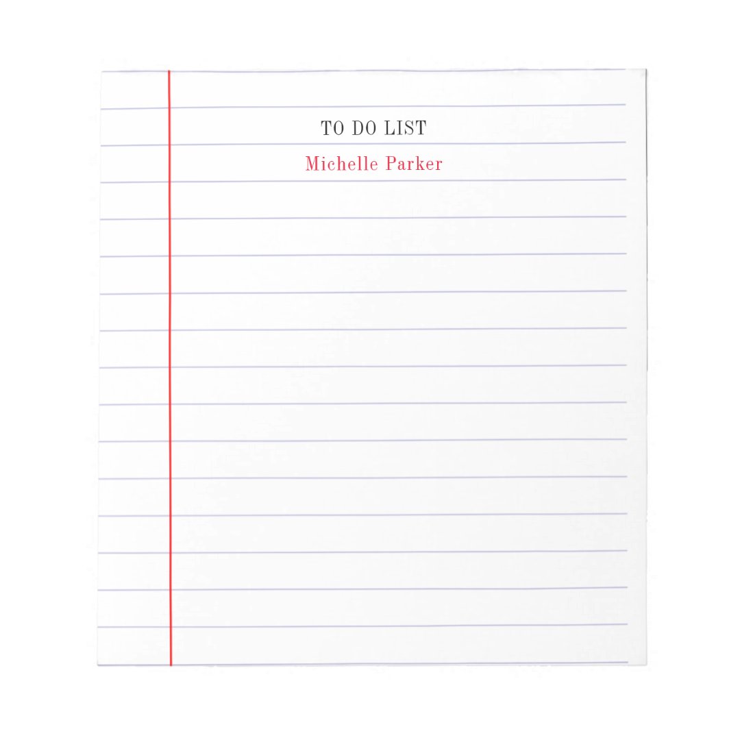 Lined Paper TO DO LIST Plain Minimalist Modern Notepad | Zazzle