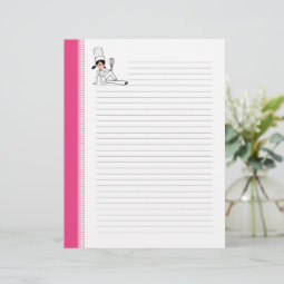LIned Recipe Letter Pages with Chef Art | Zazzle