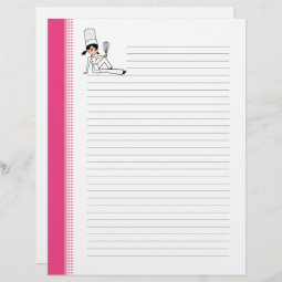 LIned Recipe Letter Pages with Chef Art | Zazzle