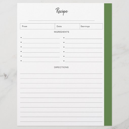 Lined Recipe Pages in letter format | Tropical | Zazzle