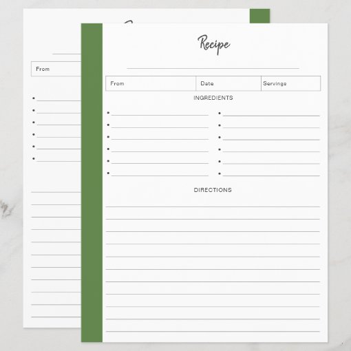 Lined Recipe Pages in letter format | Tropical | Zazzle