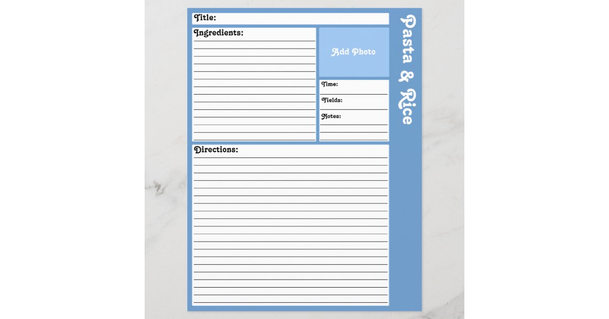 Lined Recipe Pages (Light Blue) | Zazzle