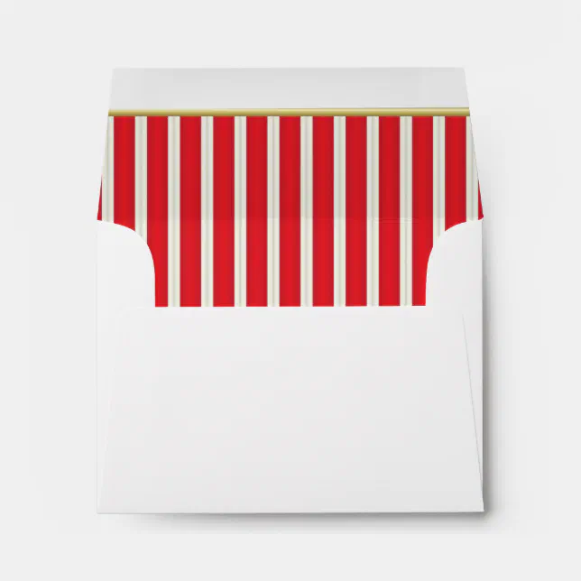 Lined Stripes in a Bright Deep Red & White Envelope | Zazzle