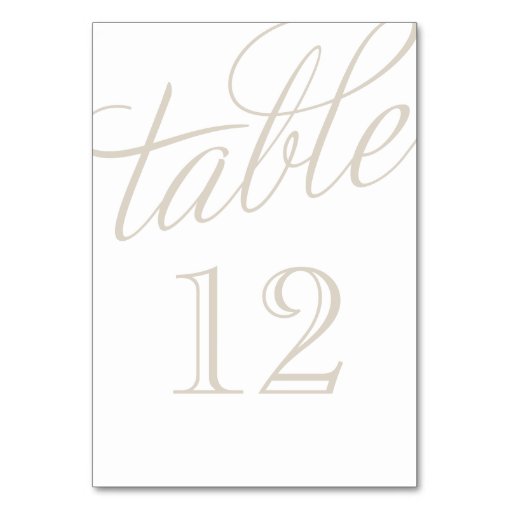 Linen Beige and White Elegant Script Table Numbers | Zazzle