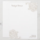 Linen Beige Illustrated Bohemian Paisley Henna Letterhead | Zazzle