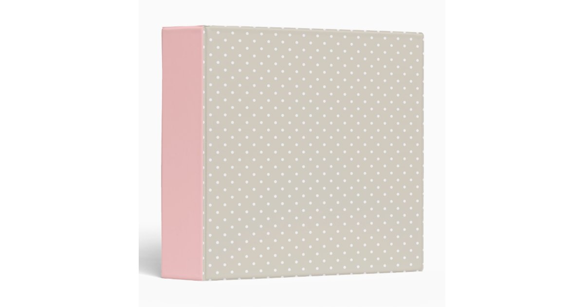 Linen Beige & Pink Cute Tiny Polka Dots Binder | Zazzle