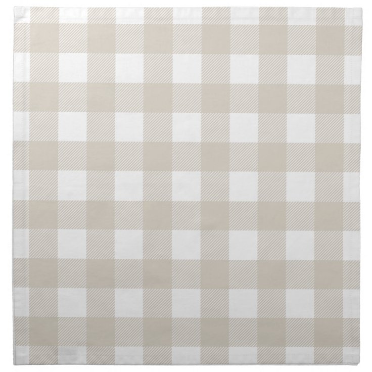 Linen Beige Preppy Buffalo Check Plaid Cloth Napkin | Zazzle