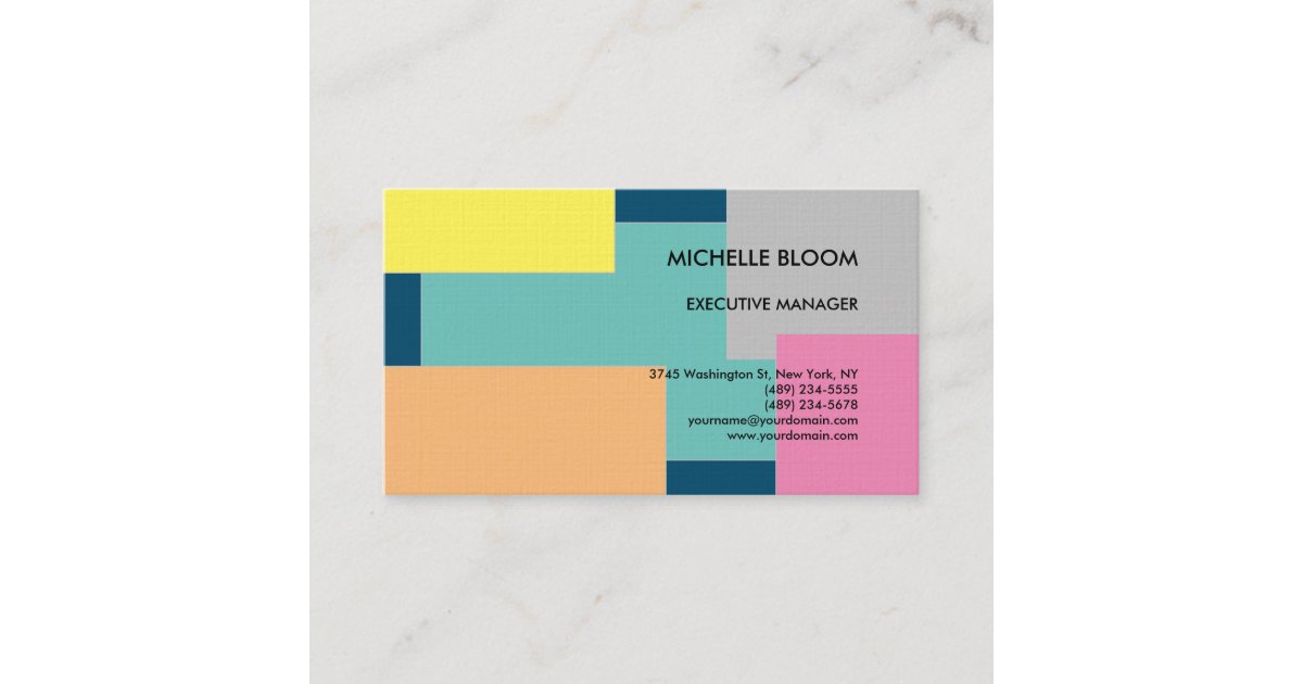 Linen Colorful Modern Plain Minimalist Rectangles Business Card | Zazzle