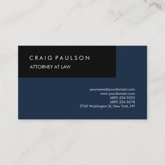 Linen Navy Blue Black Elegant Plain Professional Business Card | Zazzle.com