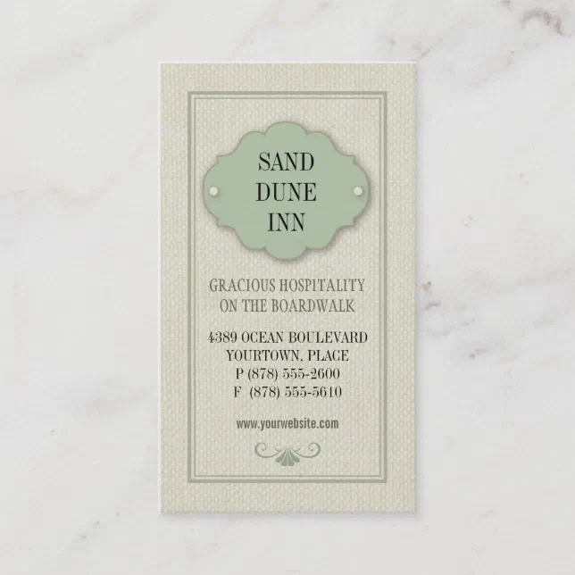Linen Plaque Hospitality Business Card | Zazzle