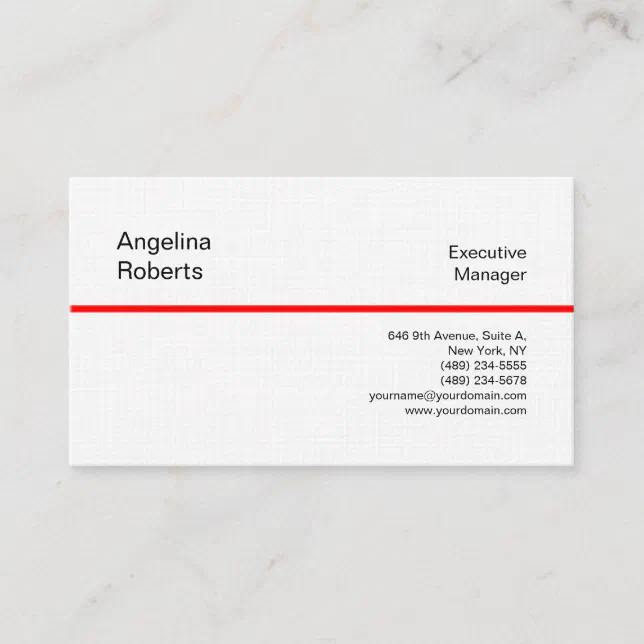 Linen professional plain minimalist red white business card | Zazzle