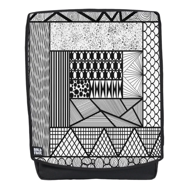 Lines and Circles Tangle in Black and White Backpack | Zazzle