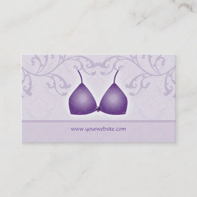Lingerie Business Card Damask Bra Purple | Zazzle