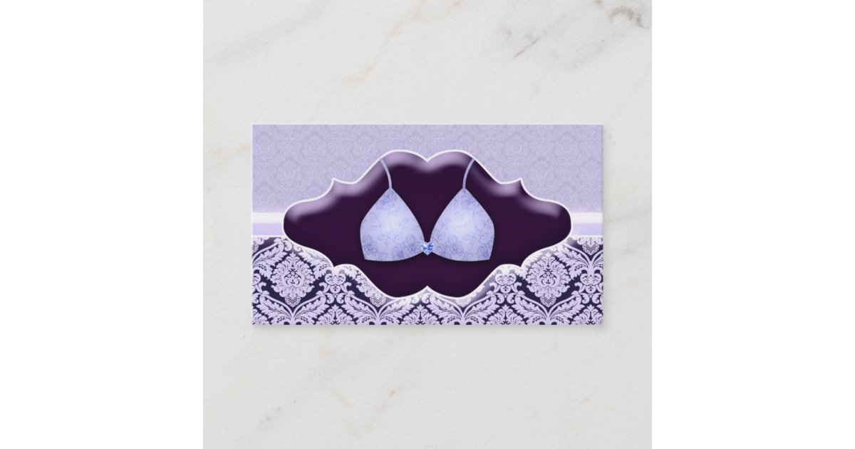 Lingerie Business Card Damask Bra Purple Mauve | Zazzle