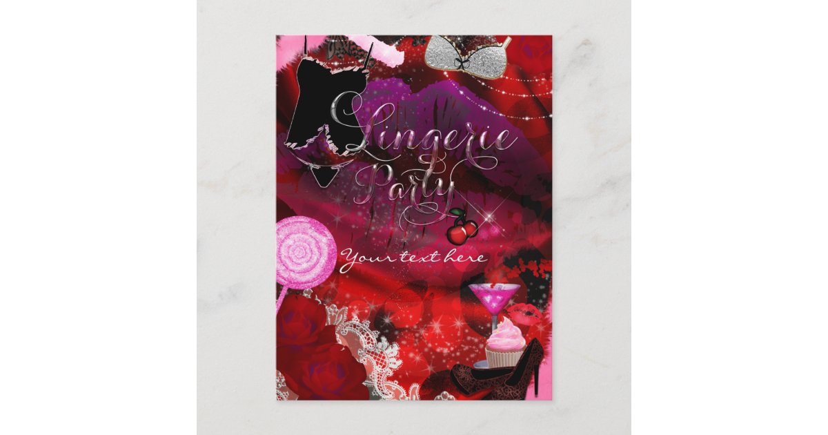 Lingerie & Candy Party Girls Invitation Flyer | Zazzle