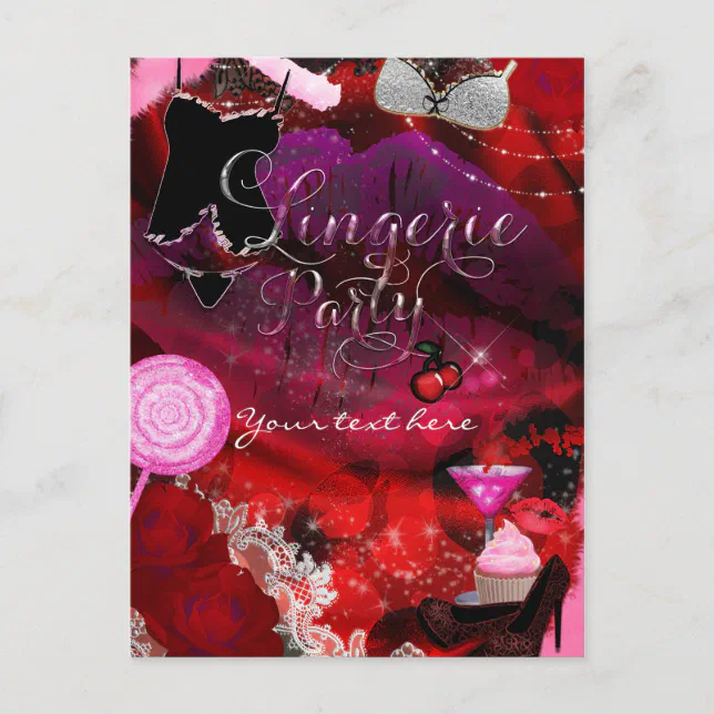 Lingerie & Candy Party Girls Invitation Flyer | Zazzle