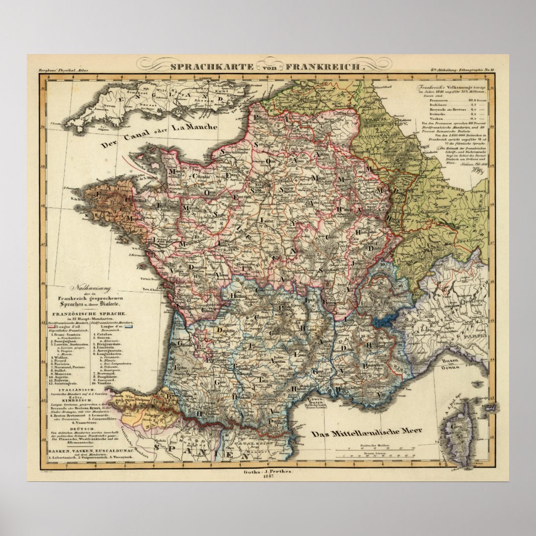 Linguistic map of France Poster | Zazzle