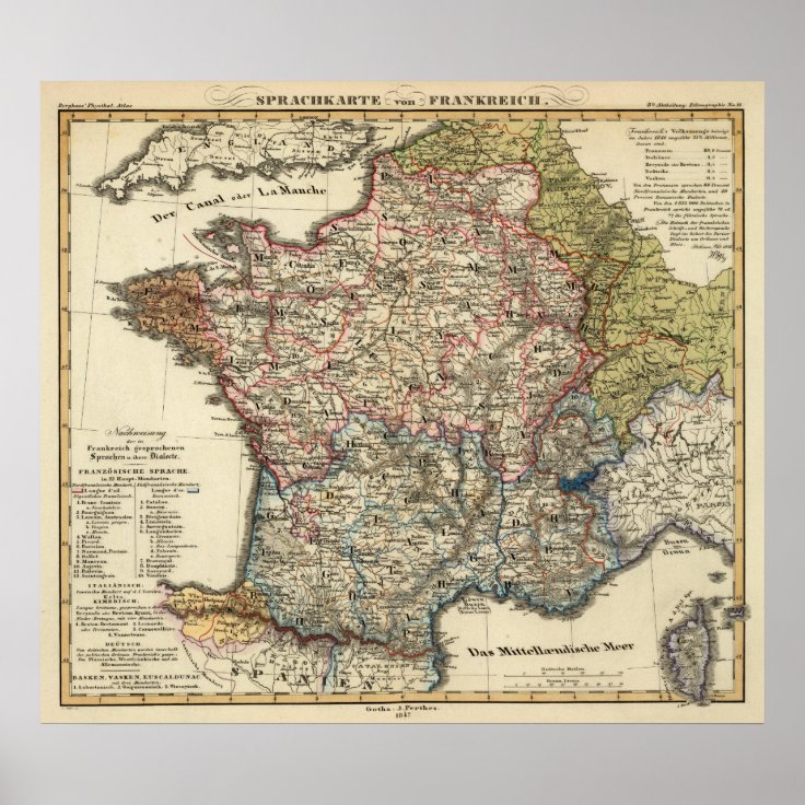 Linguistic map of France Poster | Zazzle