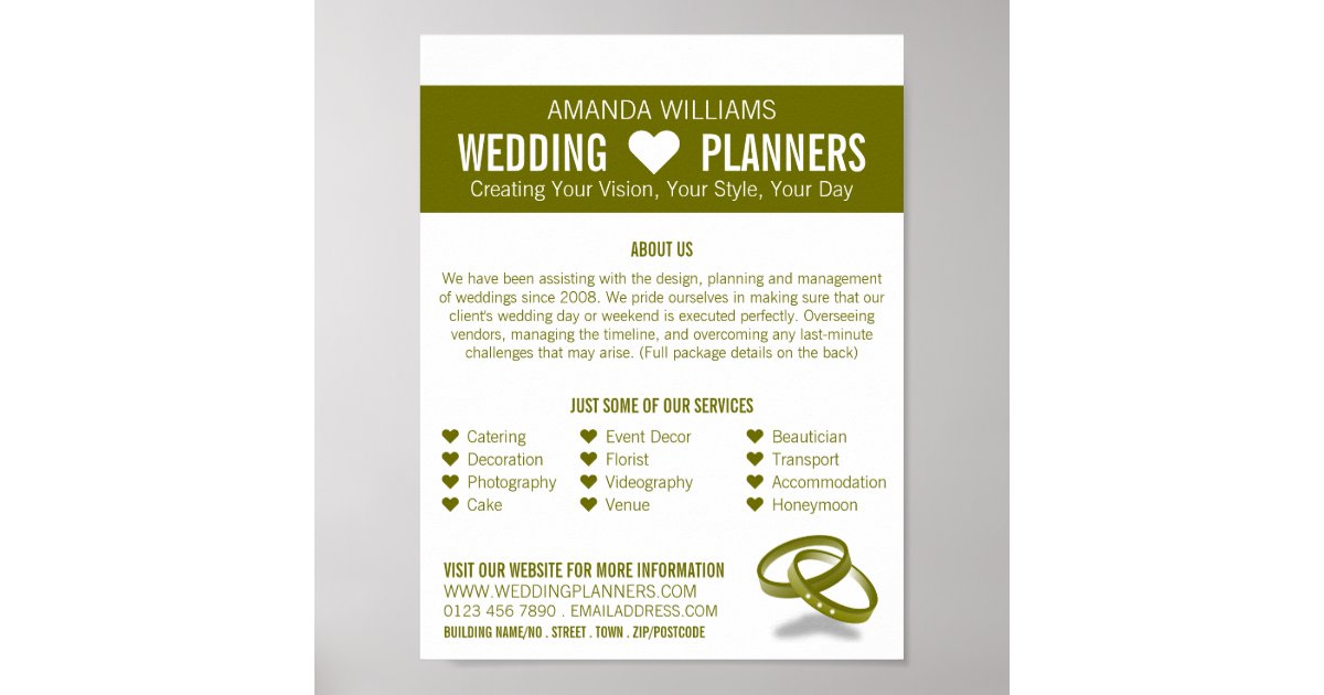 Linked Wedding Rings, Wedding Event Planner Advert Poster | Zazzle