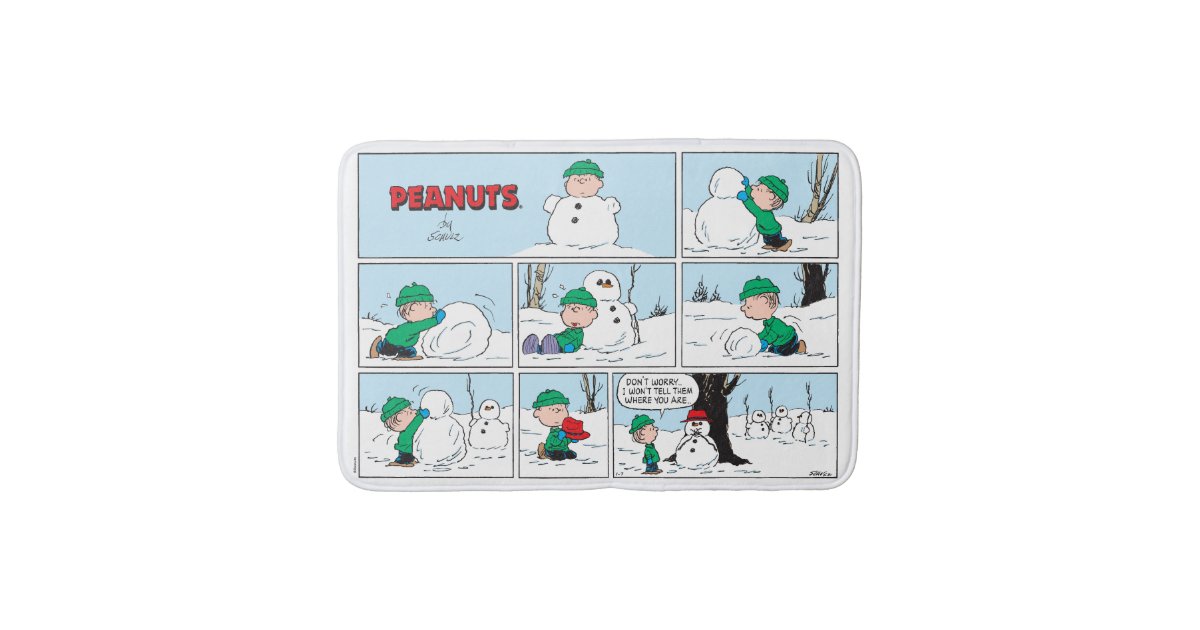 Linus Builds A Snowman Bath Mat | Zazzle