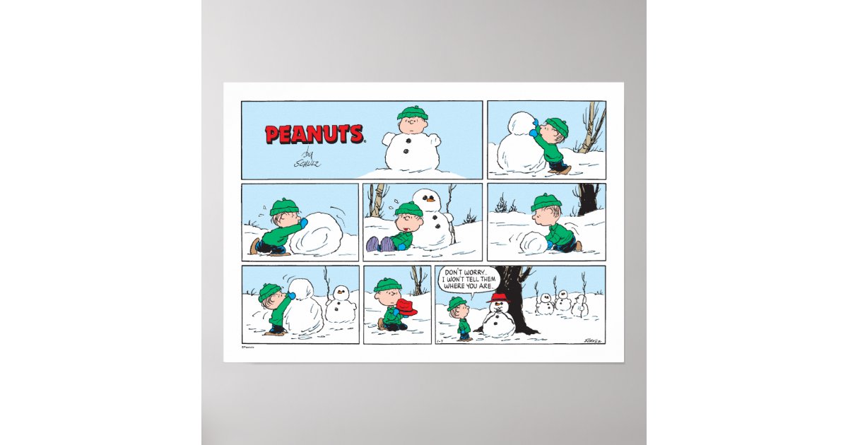 Linus Builds A Snowman Poster | Zazzle