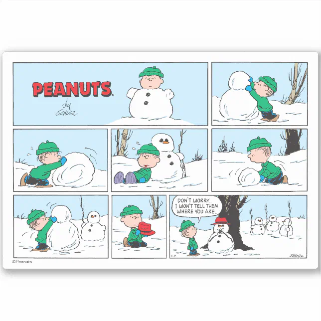 Linus Builds A Snowman Sticker | Zazzle