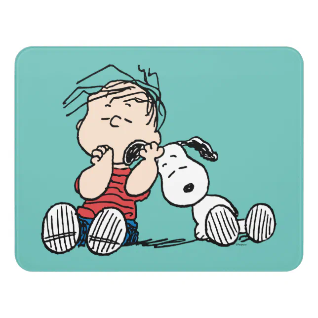 Linus Comforted With Snoopy's Ear Door Sign | Zazzle
