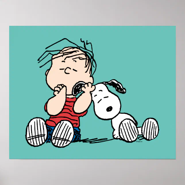 Linus Comforted With Snoopy's Ear Poster | Zazzle