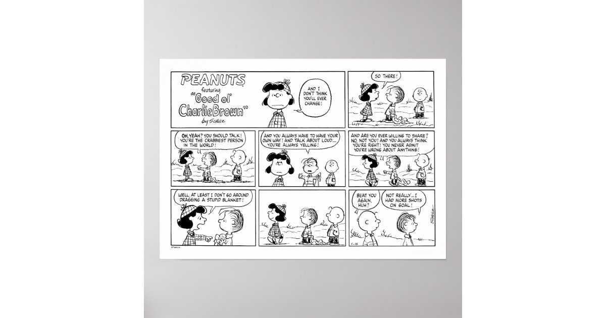 Linus Tells Lucy She's Crabby Poster | Zazzle