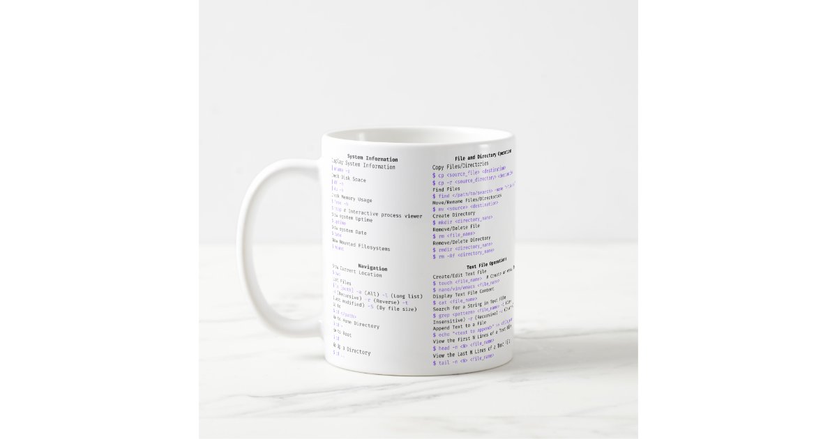 LINUX Cheat Sheet MUG | Zazzle
