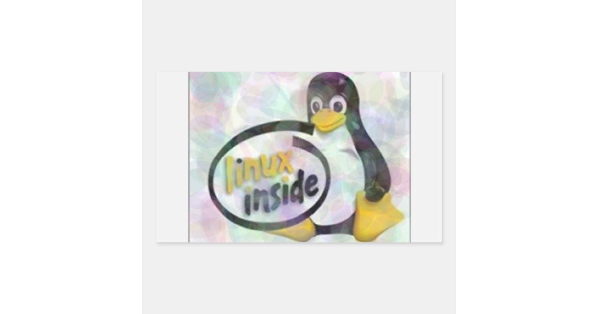 LINUX INSIDE Tux the Linux Penguin Logo Rectangular Sticker | Zazzle