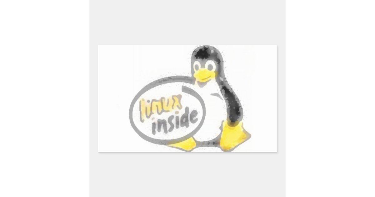 LINUX INSIDE Tux the Linux Penguin Logo Rectangular Sticker | Zazzle