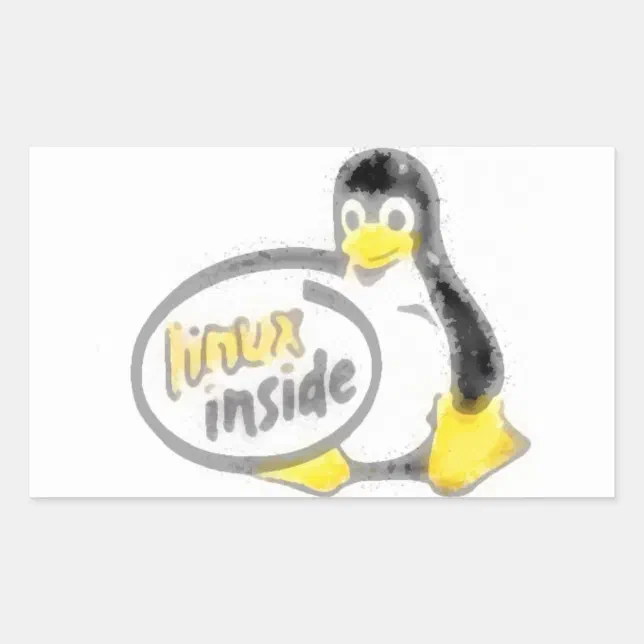 LINUX INSIDE Tux the Linux Penguin Logo Rectangular Sticker | Zazzle