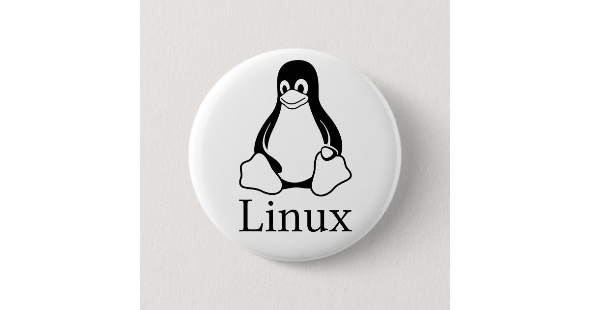 Linux Logo w/ Tux the Linux Penguin Button | Zazzle