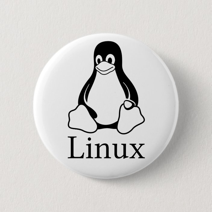 Linux Logo w/ Tux the Linux Penguin Button | Zazzle