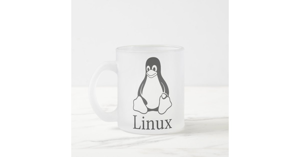 Linux Logo w/ Tux the Linux Penguin Frosted Glass Coffee Mug | Zazzle