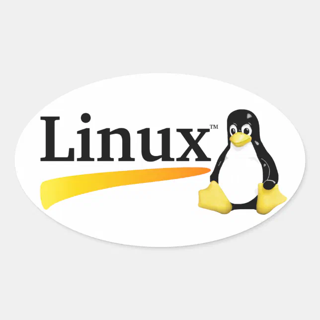Linux Logo with Tux Products Oval Sticker | Zazzle