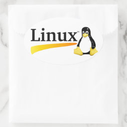 Linux Logo with Tux Products Oval Sticker | Zazzle