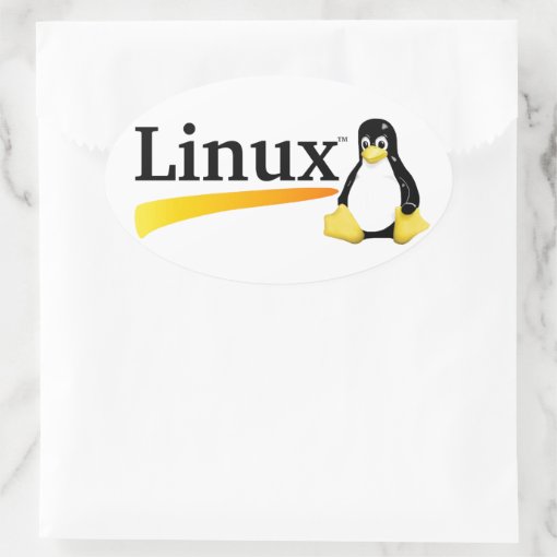 Linux Logo with Tux Products Oval Sticker | Zazzle