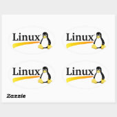 Linux Logo with Tux Products Oval Sticker | Zazzle